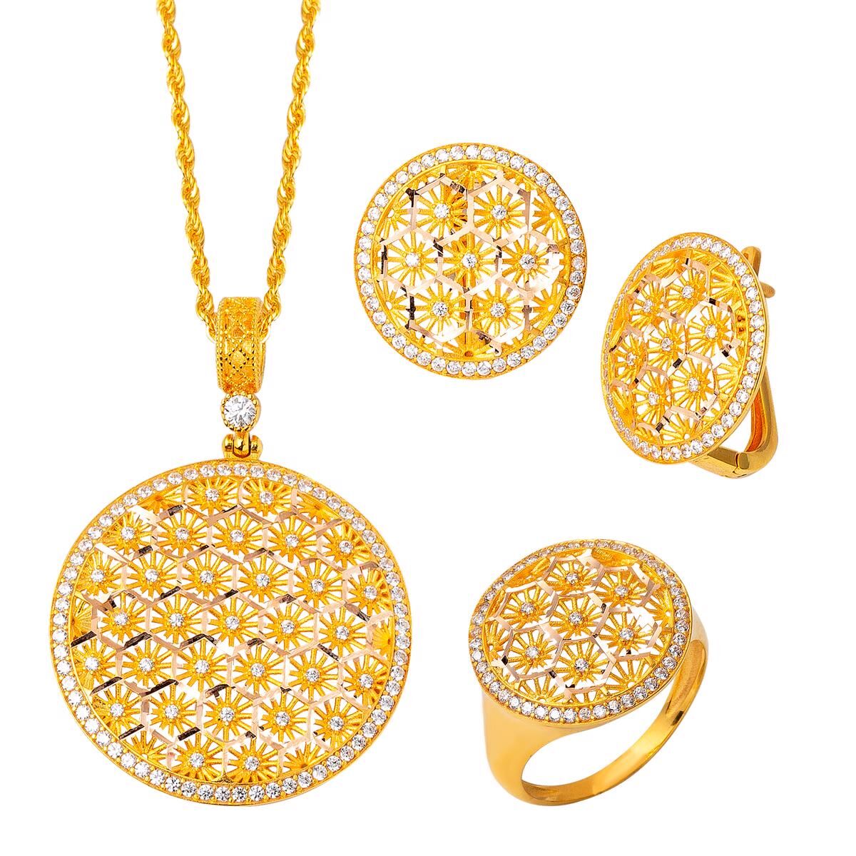 Yaşam Çiçeği Yıldızlı Altın 3'lü Set ｜ Bilezikci 3'lü Mini Setler