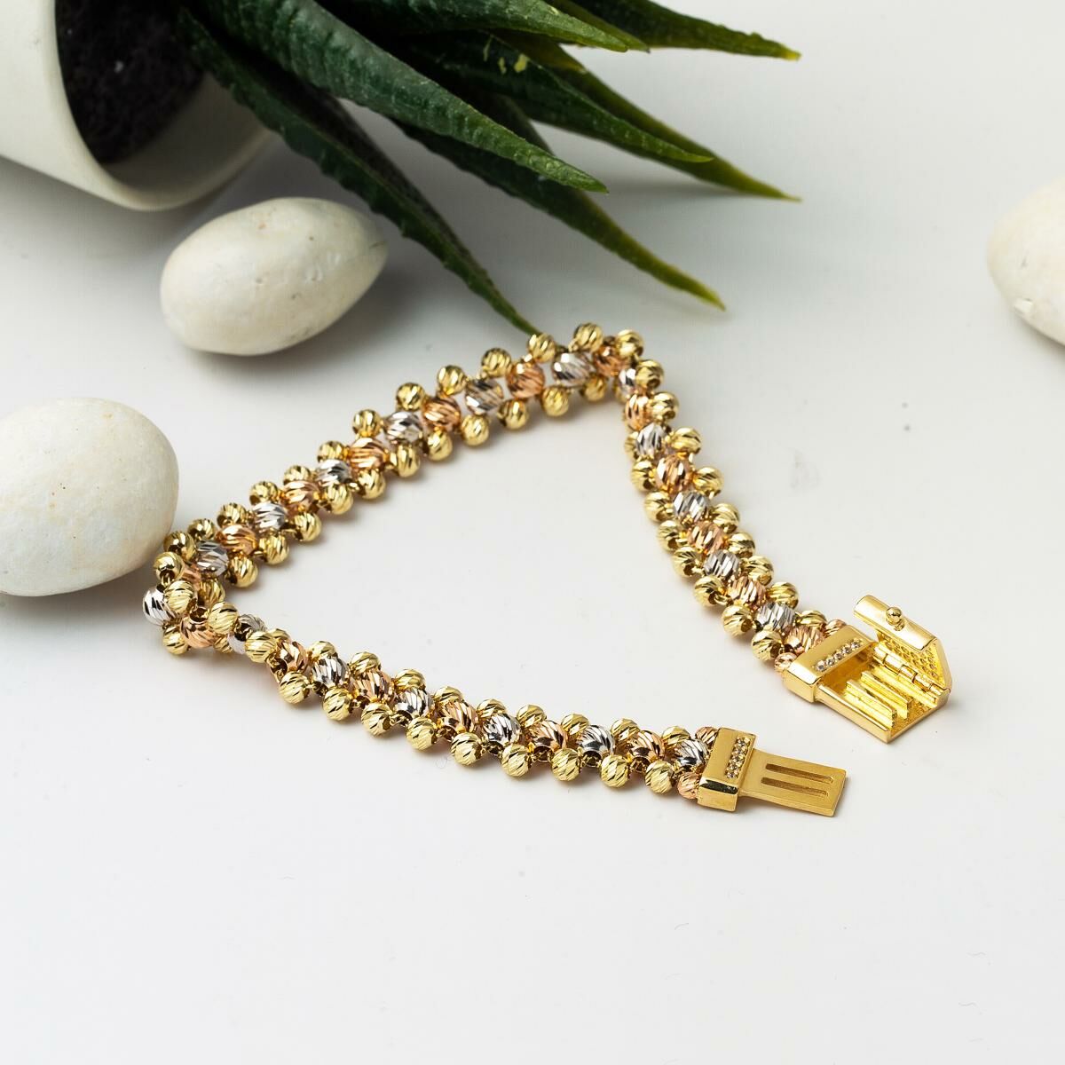 3 Renk Dorika Toplu 14 Ayar Altın Bileklik ｜ Bilezikci Dorika Toplu Bileklik