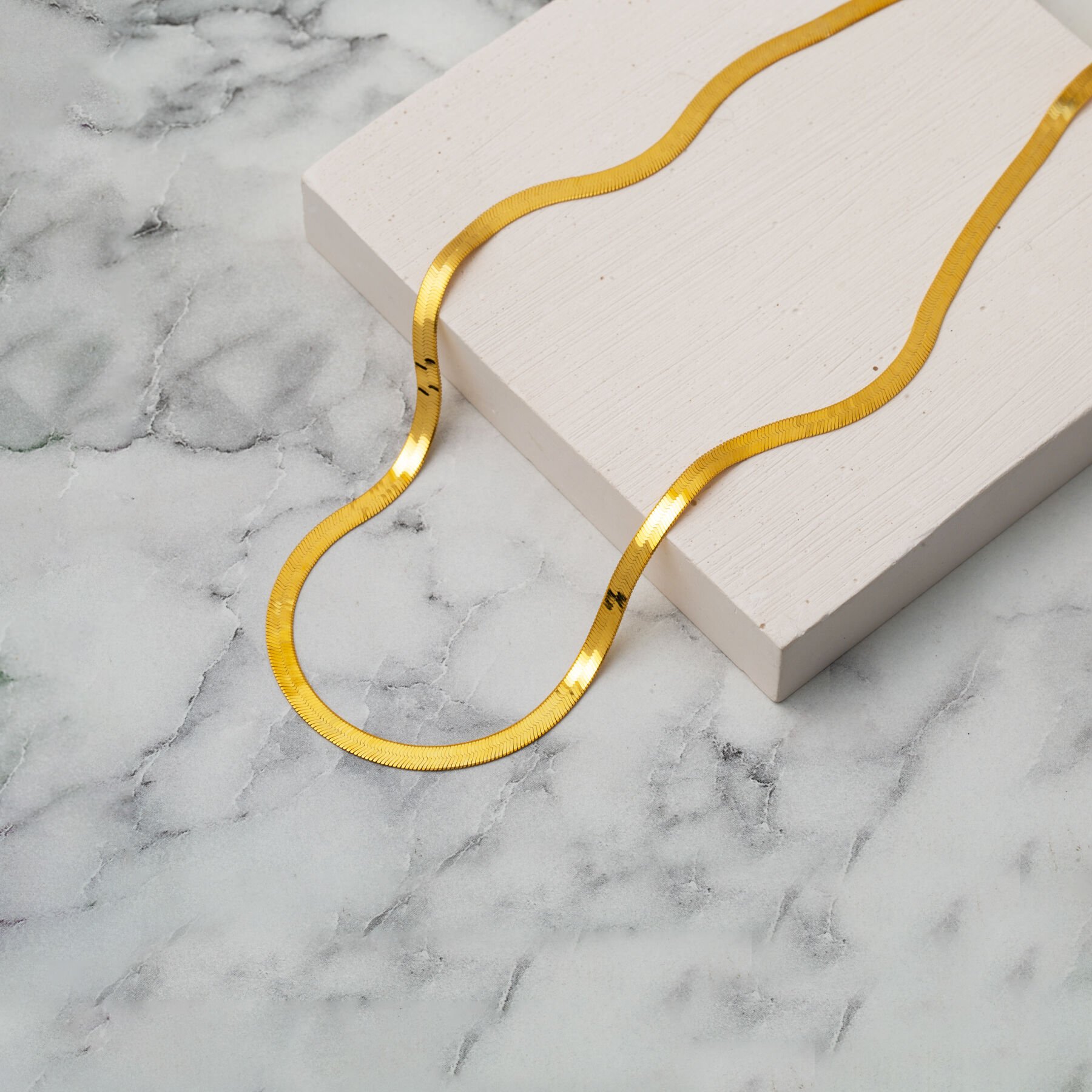 4mm Enli 22 Ayar Altın Ezme Zincir Kolye 55cm. ｜ Bilezikci 22 Ayar Zincir