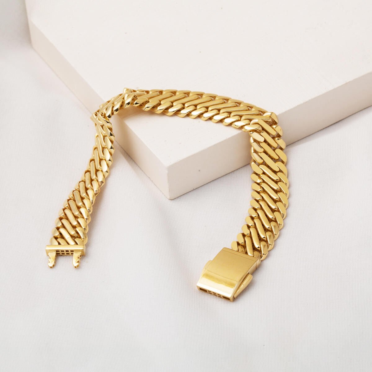 Viyana Örme Zincirlı 14 Ayar Geniş Altın Bileklik ｜ Bilezikci Halka ...